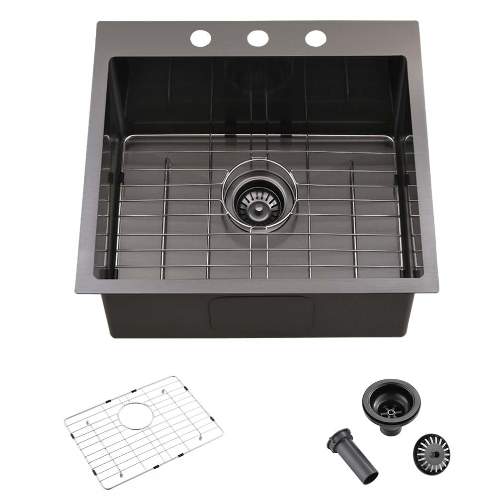 25 Inch Black Drop In Sink- Wesliv 25x20 Inch Kitchen Sink Drop In ...