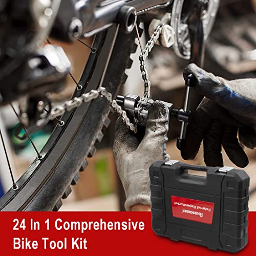 FOURROBBER 24 Piece Bike Tool Kit Bicycle Repair Tool Box Compatible ...