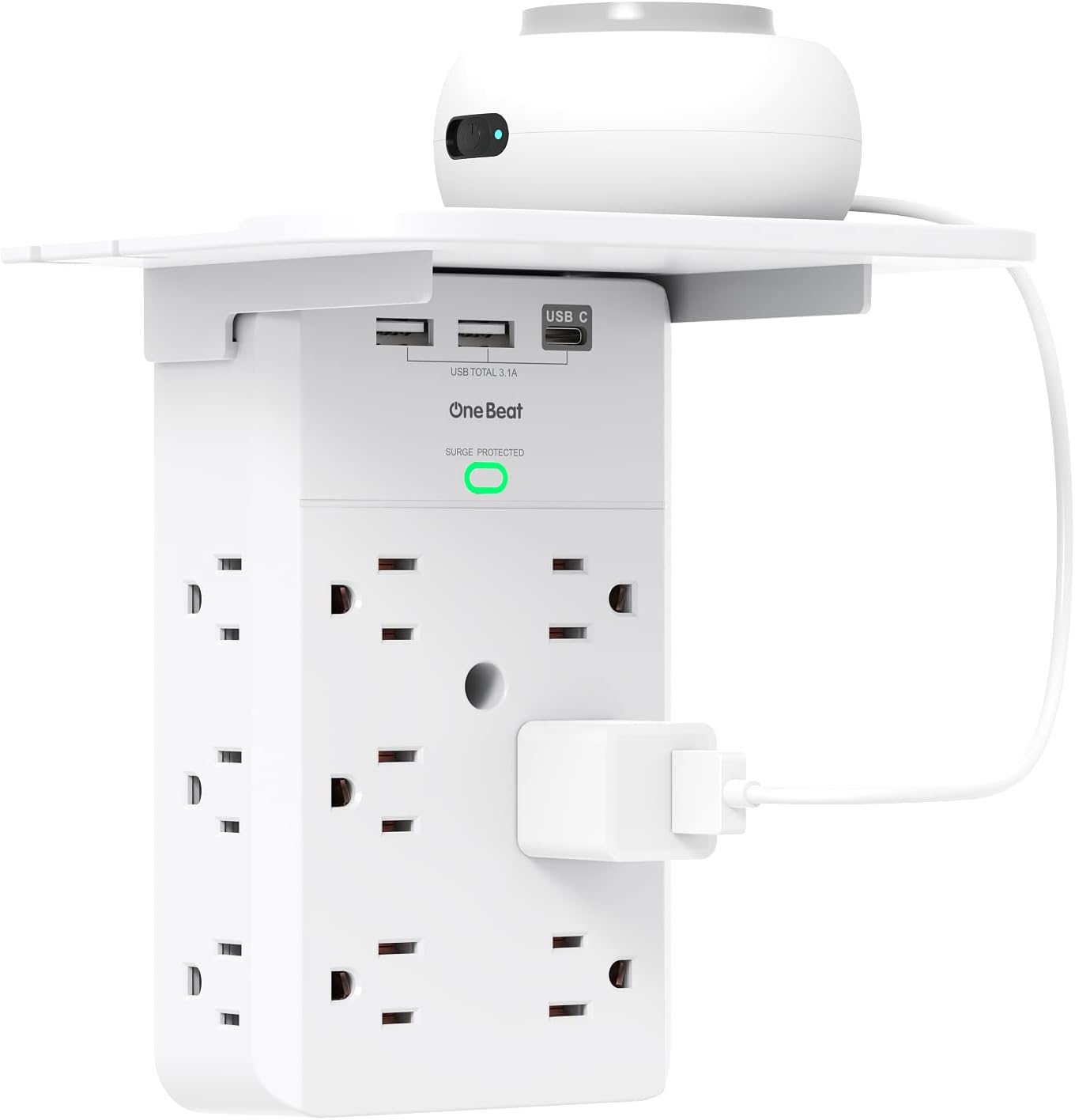 Amazon.com: 12-Plug Wall Outlet Extender with Shelf, Power Strips ...