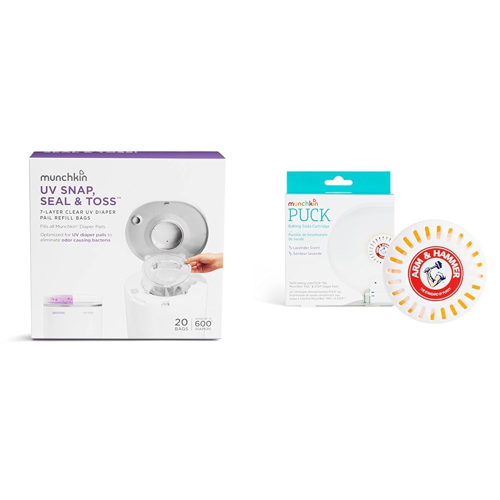 Amazon.com: Munchkin® UV Snap, Seal & Toss Diaper Pail Refill Bags ...