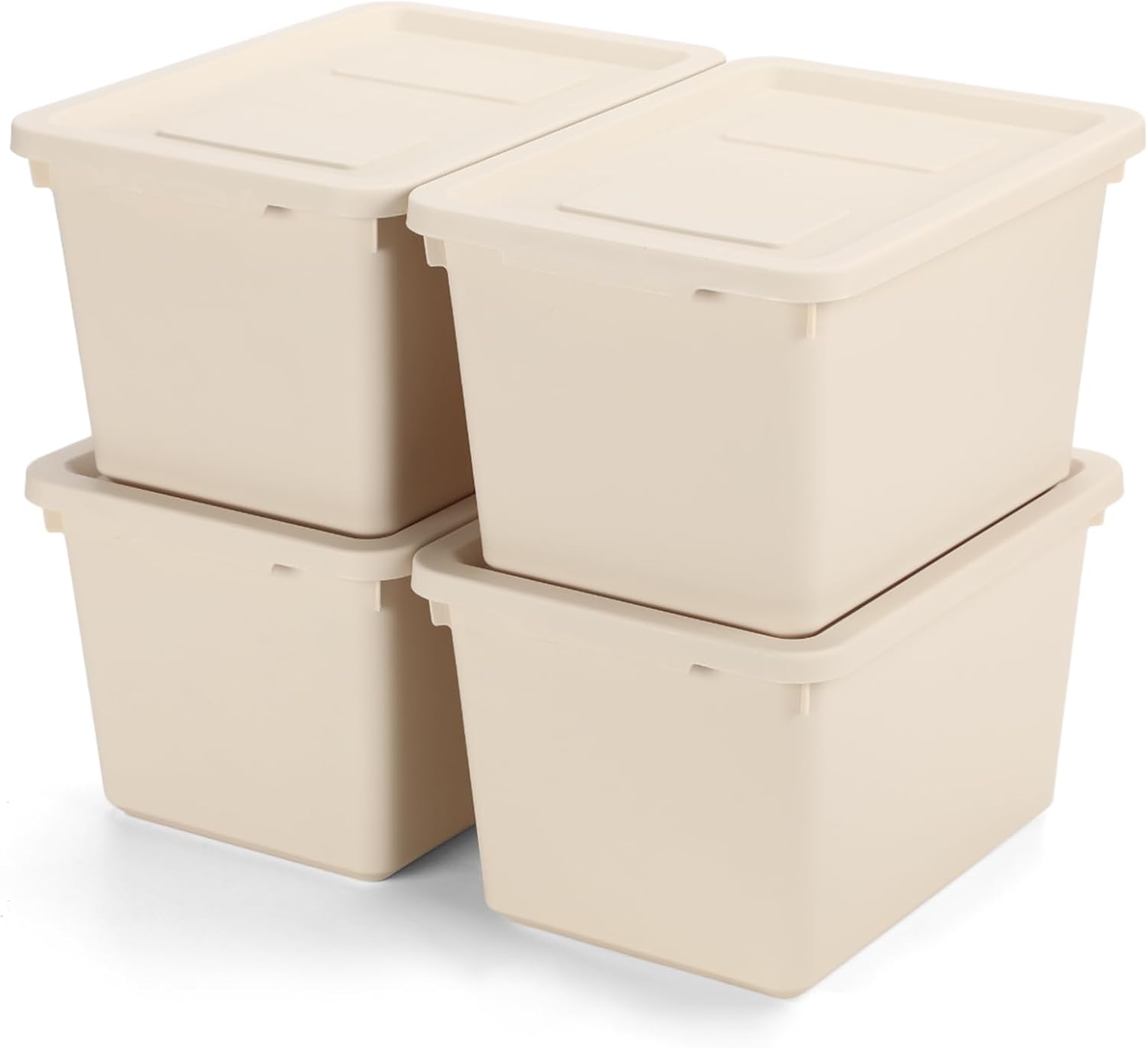 Amazon.com - Hushee 4 Pcs Large Plastic Latching Storage Bins with Lid ...