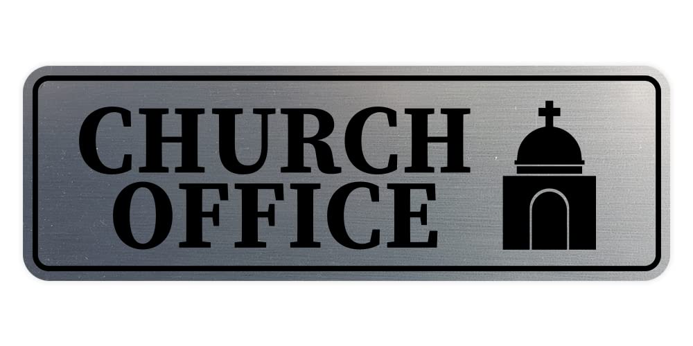 Amazon.com : Standard Church Office Sign (Brushed Silver) - Large ...