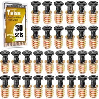 Taiss 30 Sets 1/4"-20 Threaded Inserts for Wood Furniture Screw ...
