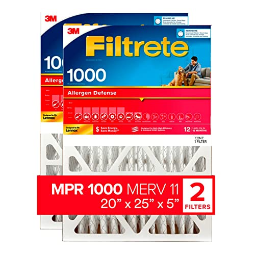 Filtrete 20x25x5 Air Filter, MPR 1000, MERV 11, Micro Allergen Defense ...