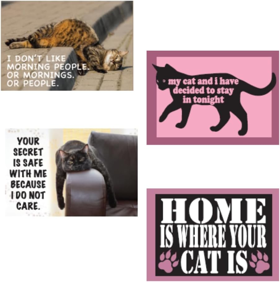 Amazon.com: 4PC Funny Cat Magnets | Vintage Kitty Biscuits Art Cats ...