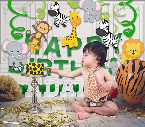 Party Propz Jungle theme Swirls and Happy Birthday Banner for Jungle ...