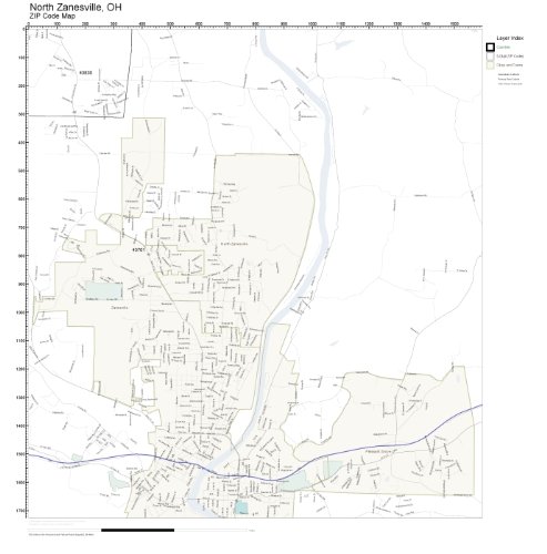 ZIP Code Wall Map of North Zanesville, OH ZIP Code Map Not Laminated ...
