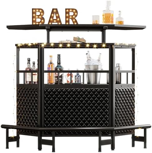Amazon.com: LITTLE TREE Bar Unit for Liquor, 4 Tier Home Bar Cabinet ...