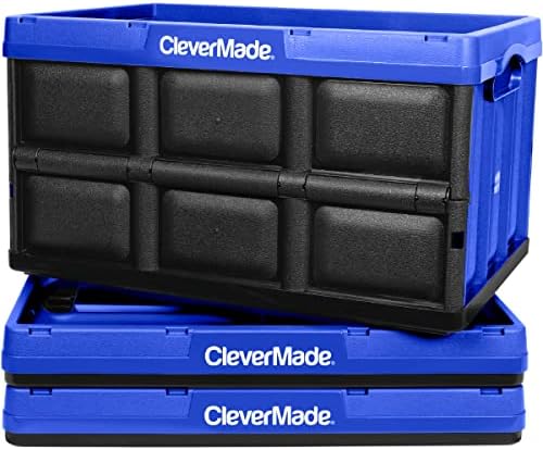 CleverMade 45L Collapsible Storage Bins, Plastic Stackable Grated Wall ...