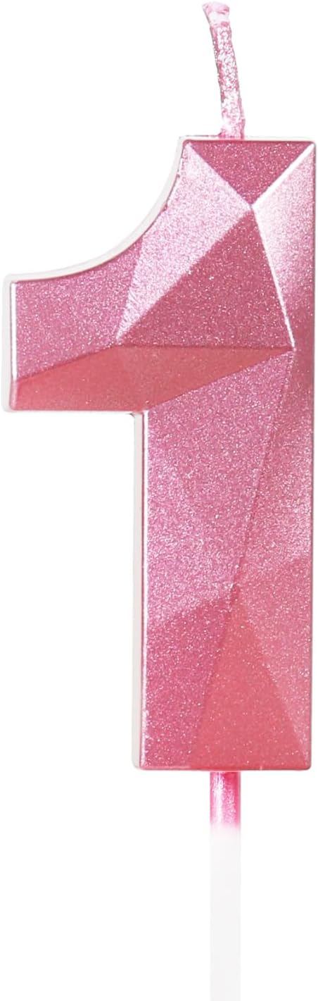 Amazon.com: Number 1 Candles,1st Birthday Candles,Pink Happy Birthday ...