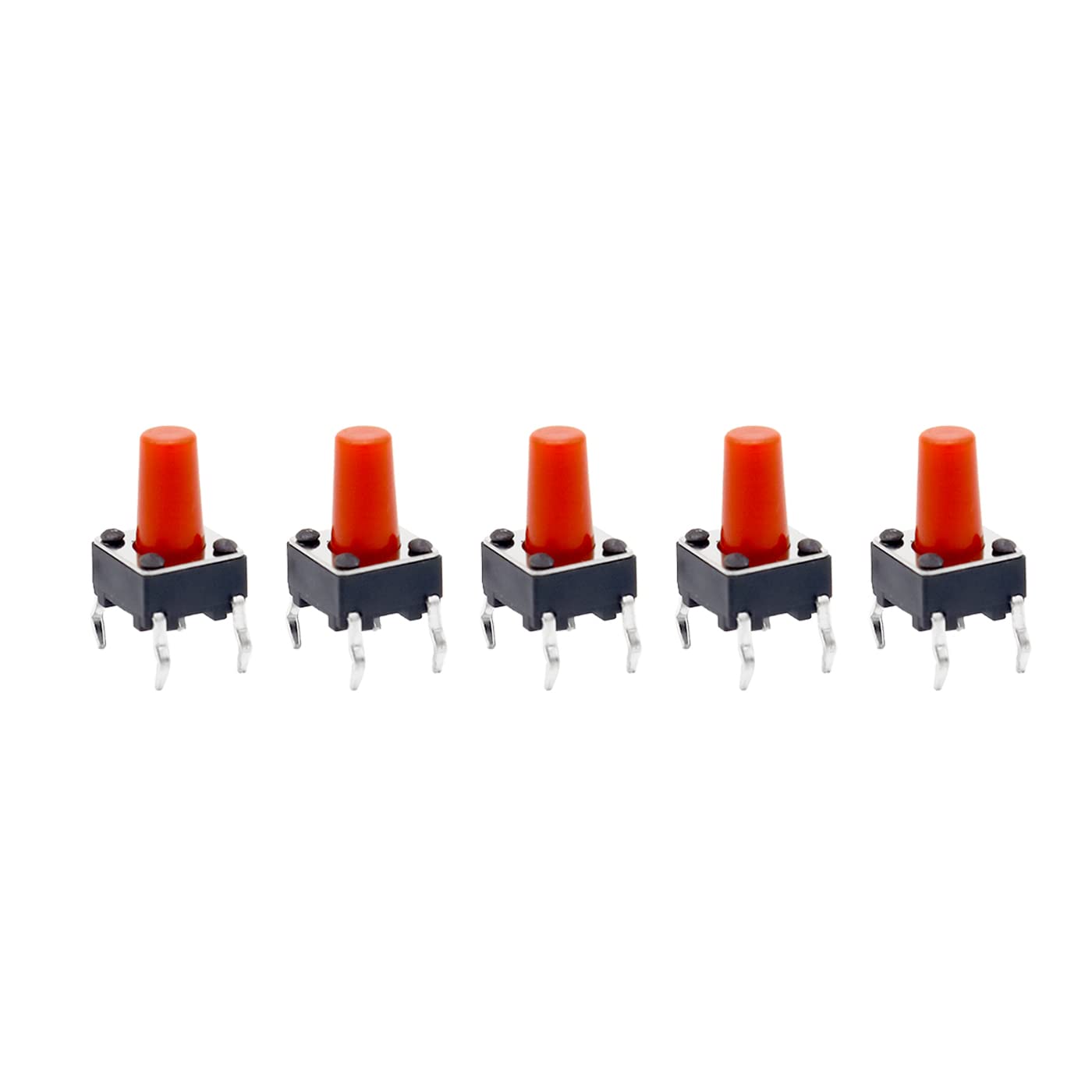 Electronic Spices 6 X 6 X 9.5mm Red Color Tactile Momentary Push Button ...