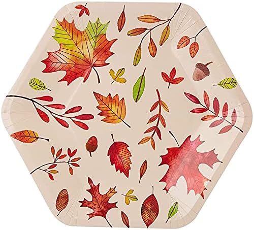 Amazon.com: Juvale Fall Leaves Paper Plates for Thanksgiving Party (9 ...