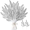 Amazon.com: Sggvecsy 40 Pieces Artificial Glitter Leaf Silver Glittered ...