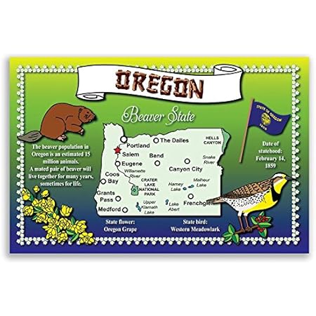 Amazon.com : OREGON STATE MAP postcard set of 20 identical postcards ...