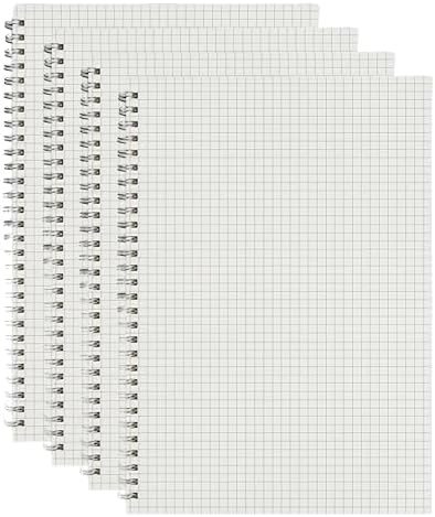 UIRIO Spiral Notebooks for School - 4 Pack, 5x5 Grid 100 GSM Graph ...