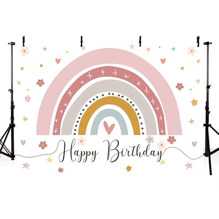 Buy MEHOFOND 7x5ft Boho Theme Kids Birthday Backdrop Bohemian Rainbow ...