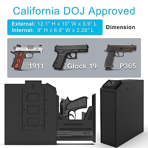 Snapklik.com : Biometric Gun Safe, Mounted Handgun Safe For Nightstand ...