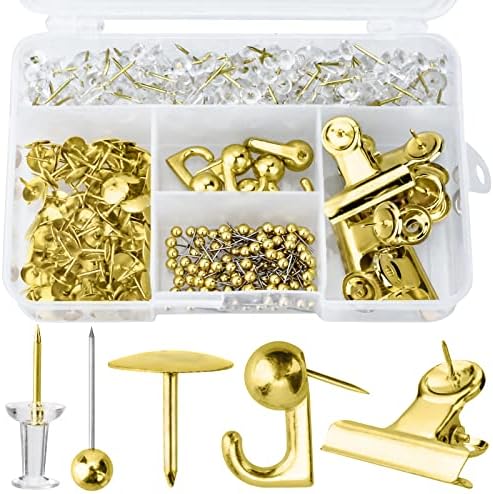 Amazon.com: AccEncyc Gold Push Pin Kit 310 Pcs Decorative Thumb Tacks ...