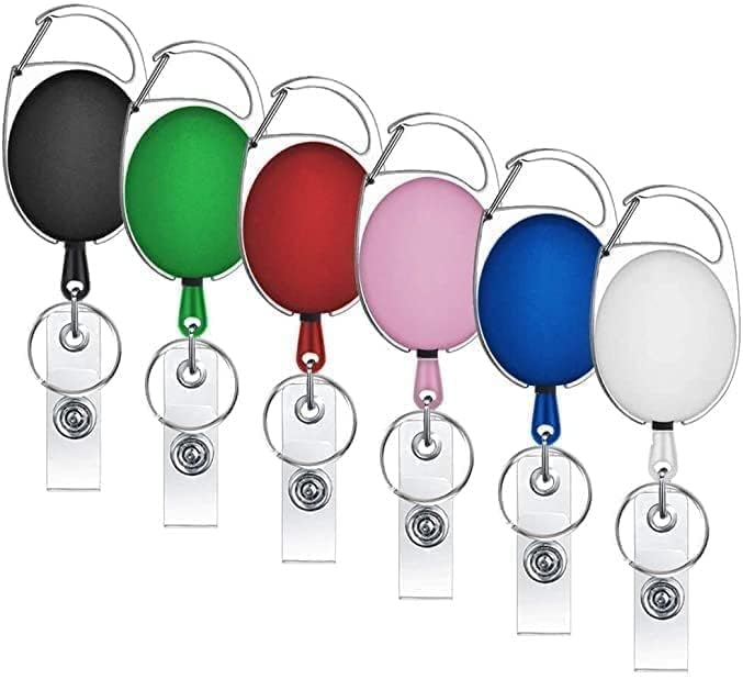 Selizo 6 Packs Retractable Badge Holder,Retractable Keyring Badge Reel ...