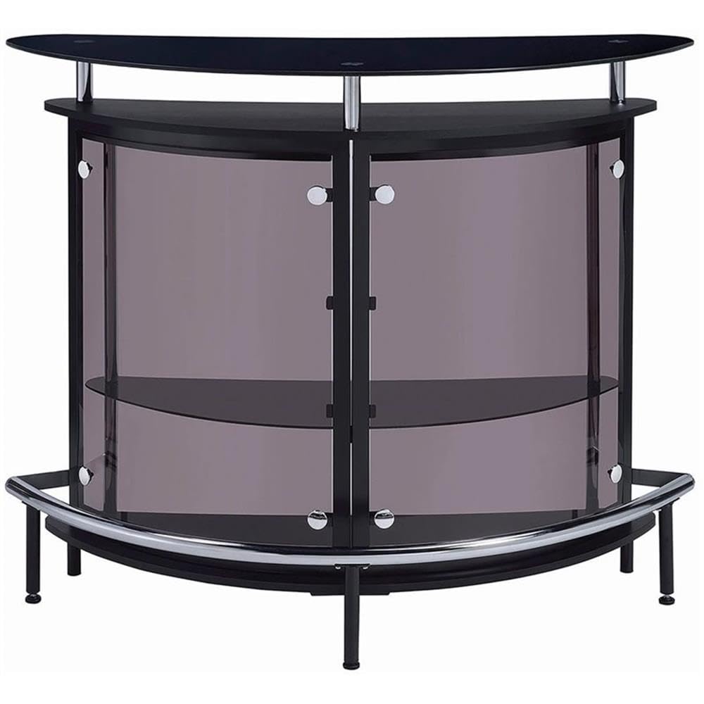 Amazon.com: Pemberly Row Contemporary Glass Home Bar in Black and ...