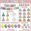Amazon.com: 48Pcs Happy Birthday Bulletin Board Set, Colorful Balloons ...