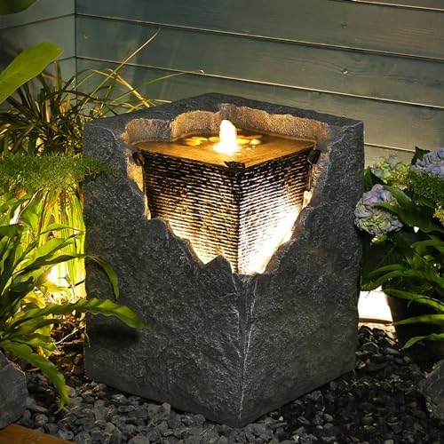 Amazon.com: Sunlinua Garden Water Fountain - Outdoor Freestanding ...