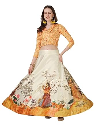 Buy KAHIRAA WHOLETEX Ethnic Motifs Digital Print Shiney Satin Croptop ...