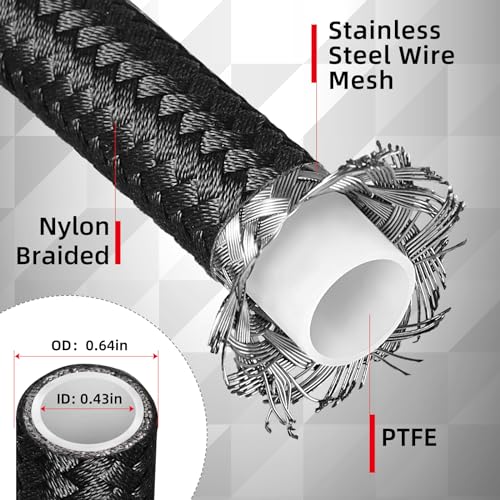 Snapklik.com : BRIFITOR 8AN 16FT PTFE Fuel Line Kit, AN8 E85 Nylon ...