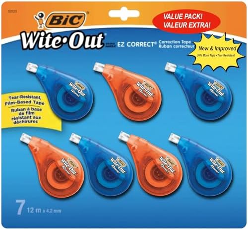 Amazon.com : BIC White Out Tape- Tear Resistant, Clear Dispenser EZ ...