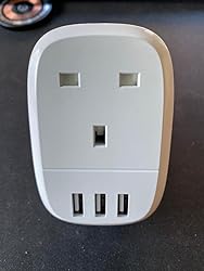 UK to European Adapter Plug, EU Schuko Travel Adaptor with 3 USB Ports ...