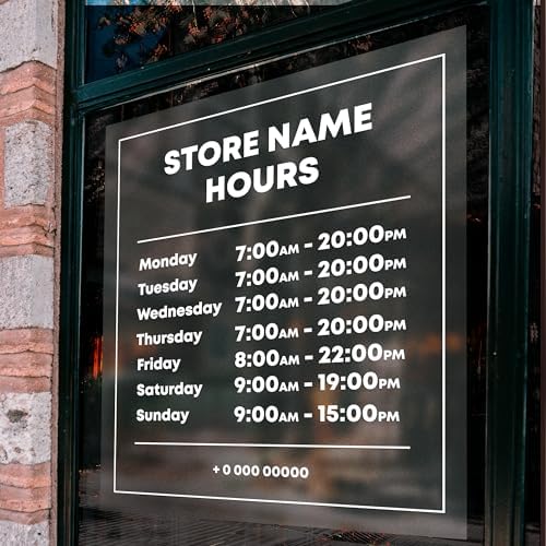 Amazon.com : Custom Wall Decal Business Hours Sign for Stores | Hours ...