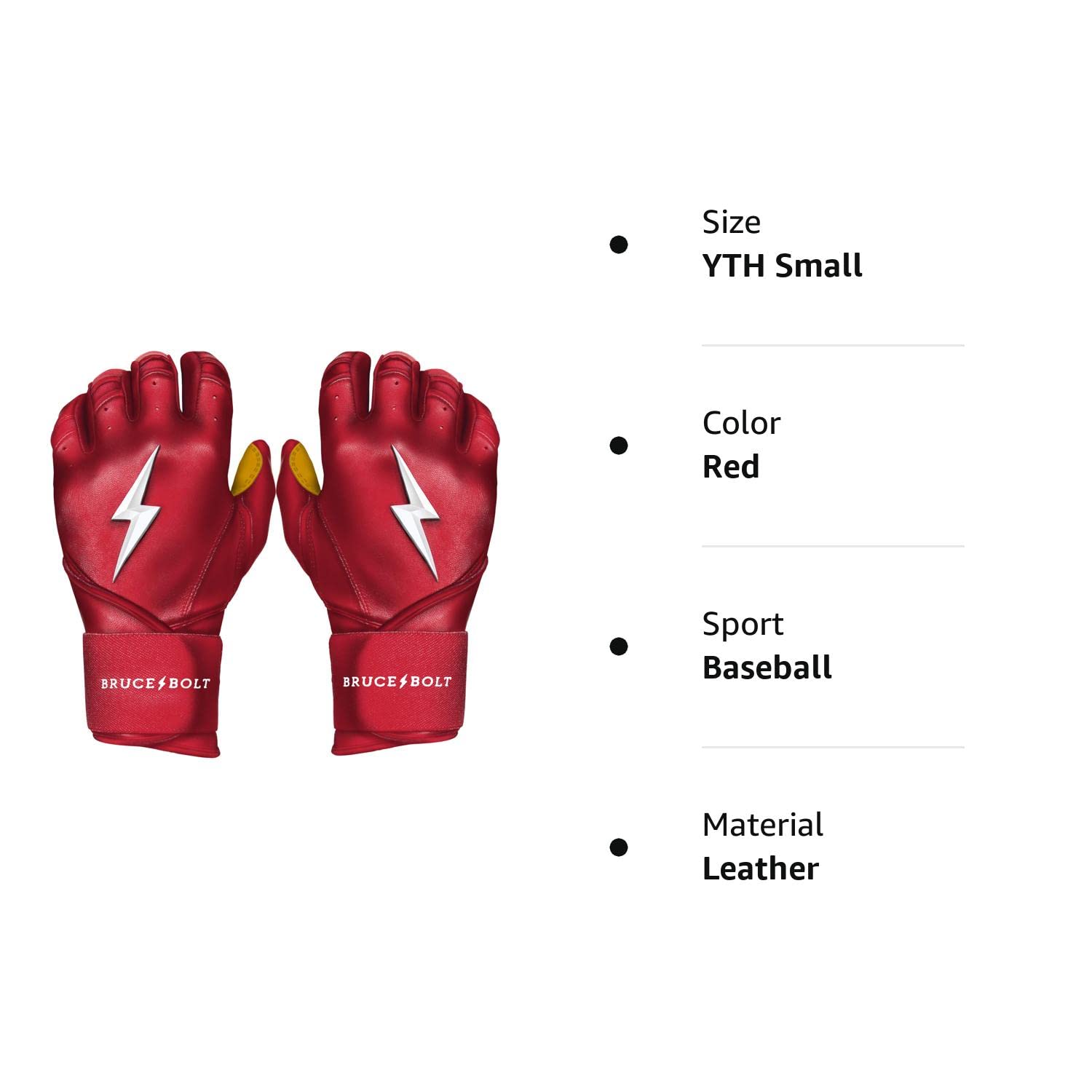 Snapklik.com : BRUCE BOLT Original Series Long Cuff Red Batting Glove