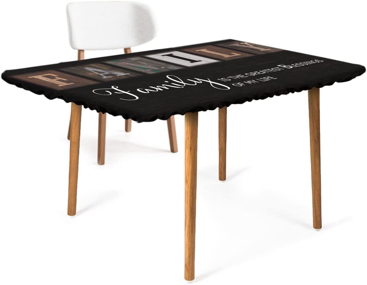 Amazon.com: Gsypo Fitted Square Table Cover, Family Vinyl Rectangle ...