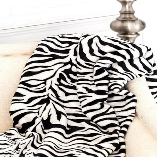 YORKSHIRE HOMEWARE Zebra Skin Roll Mink Throw Faux Fur Fleece Super ...