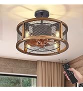 Amazon.com: Atocif Bladeless Ceiling Fan with Light, Caged Ceiling Fan ...