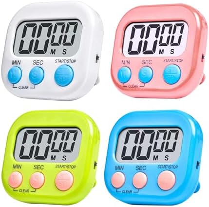 QEEYON 4 Pack Kitchen Timer Magnetic, Digital Countdown Timer, Magnetic ...