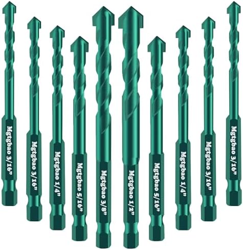 10pcs Green Concrete Drill Bit Set, Mgtgbao Masonry Drill Bit Tile ...