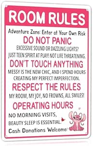 Amazon.com: Cute Room Decor For Teen Girls Room Rules Sign Pink Bedroom ...