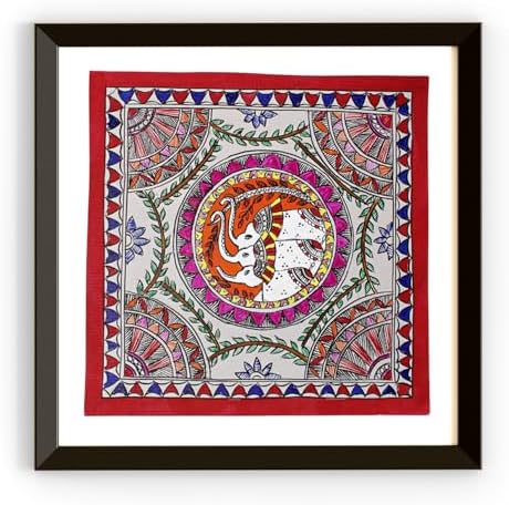 Handmade Madhubani Painting With wooden Frame (Gajj Sawagt) [10 inch ...