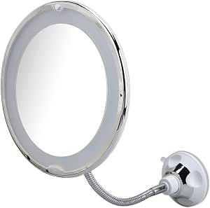 8 Inch Suction Cup Makeup Mirror 10X with LED White Light 10X Magnify ...