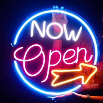 GG Decor Now Open Neon Light Sign – 18 Inch x 16 Inch | Bright LED ...