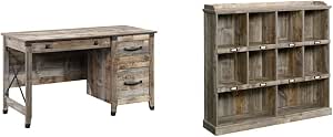 Amazon.com: Sauder Carson Forge Pedestal Desk Granite Trace Bookcase ...