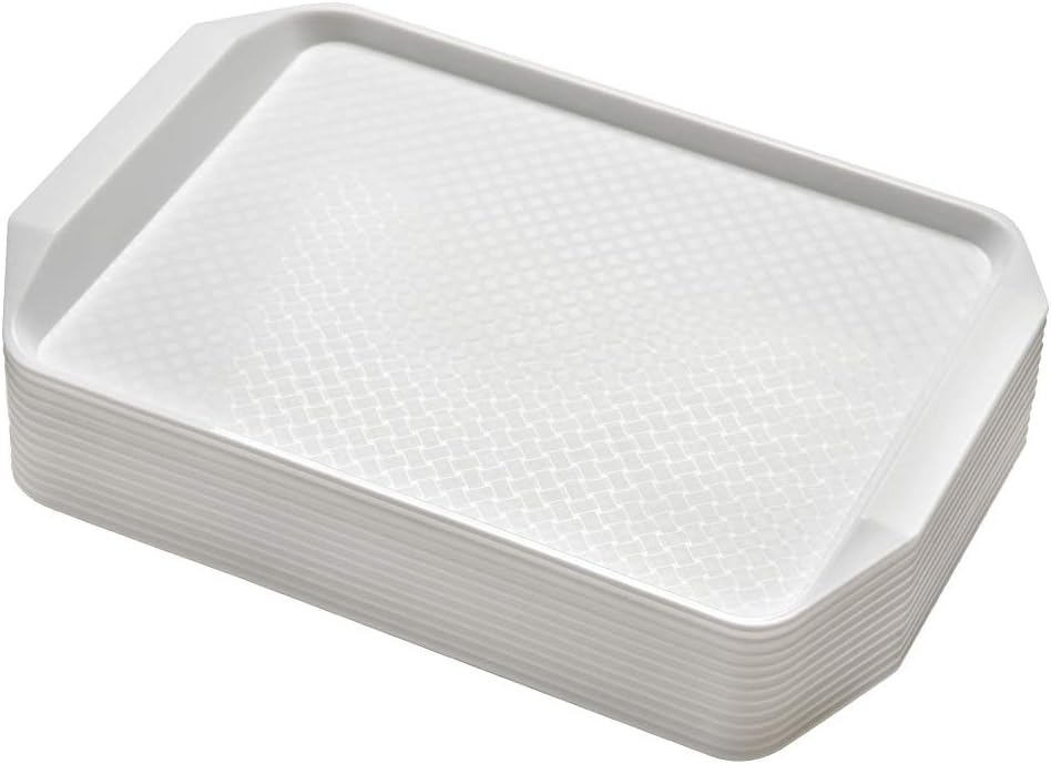 Amazon.com: DynkoNA Fast Food Trays, Plastic Serving Tray, White, Set ...