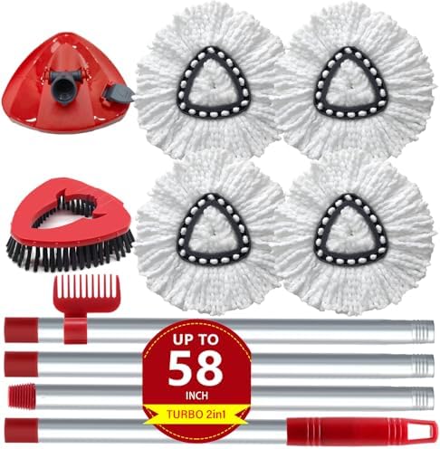 2 Spin Mop Replace Head Compatible with Vileda Turbo System, 30”-58 ...