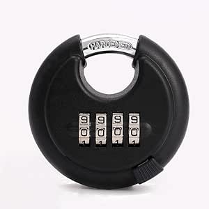 4 Digit Combination Lock, Stainless Steel Disc Padlock with 3/8 Inch ...