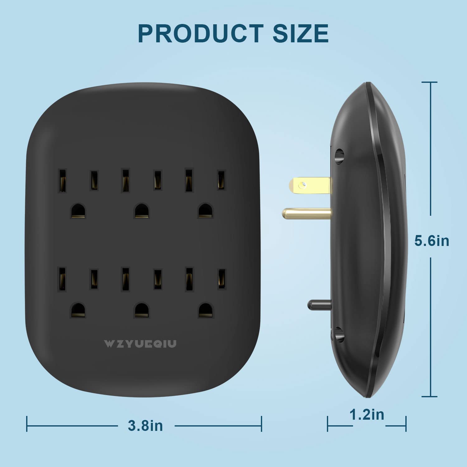 2 Pack Electric Outlet Extender, Wall Mount Outlet Splitter, 6 Outlet ...