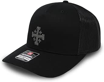 Amazon.com: Trucker Mesh Cap Hat Jerusalem Cross Crusader Jesus Christ ...