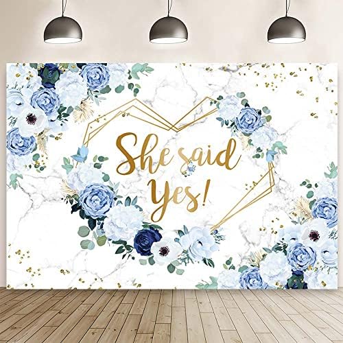 Amazon.com : MEHOFOND 7x5ft She Siad Yes Floral Backdrop for Bridal ...