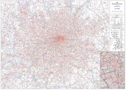 Greater London - Postcode Sector Map 8 - Wall Map With Motorway, A ...