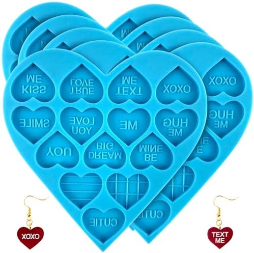 Amazon.com: EDUEE Heart Resin Molds 5pcs Valentine's Heart Silicone ...